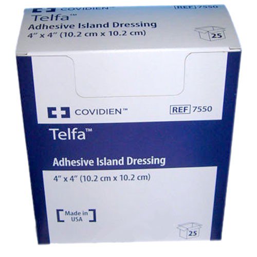 Dressing Telfa™ Island Adhesive Border Sterile Standard Sizes Compare ...